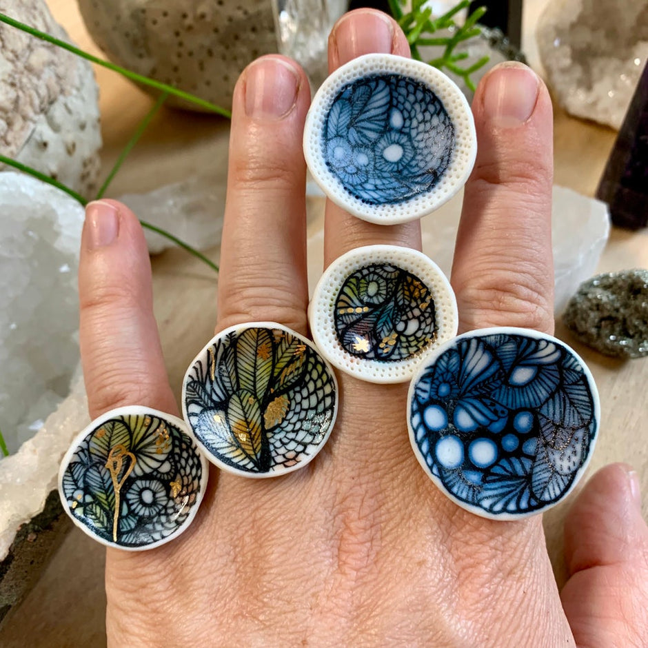 Ceramic Coral Rings/ Hand painted porcelain rings – Page 2 – Katherine ...